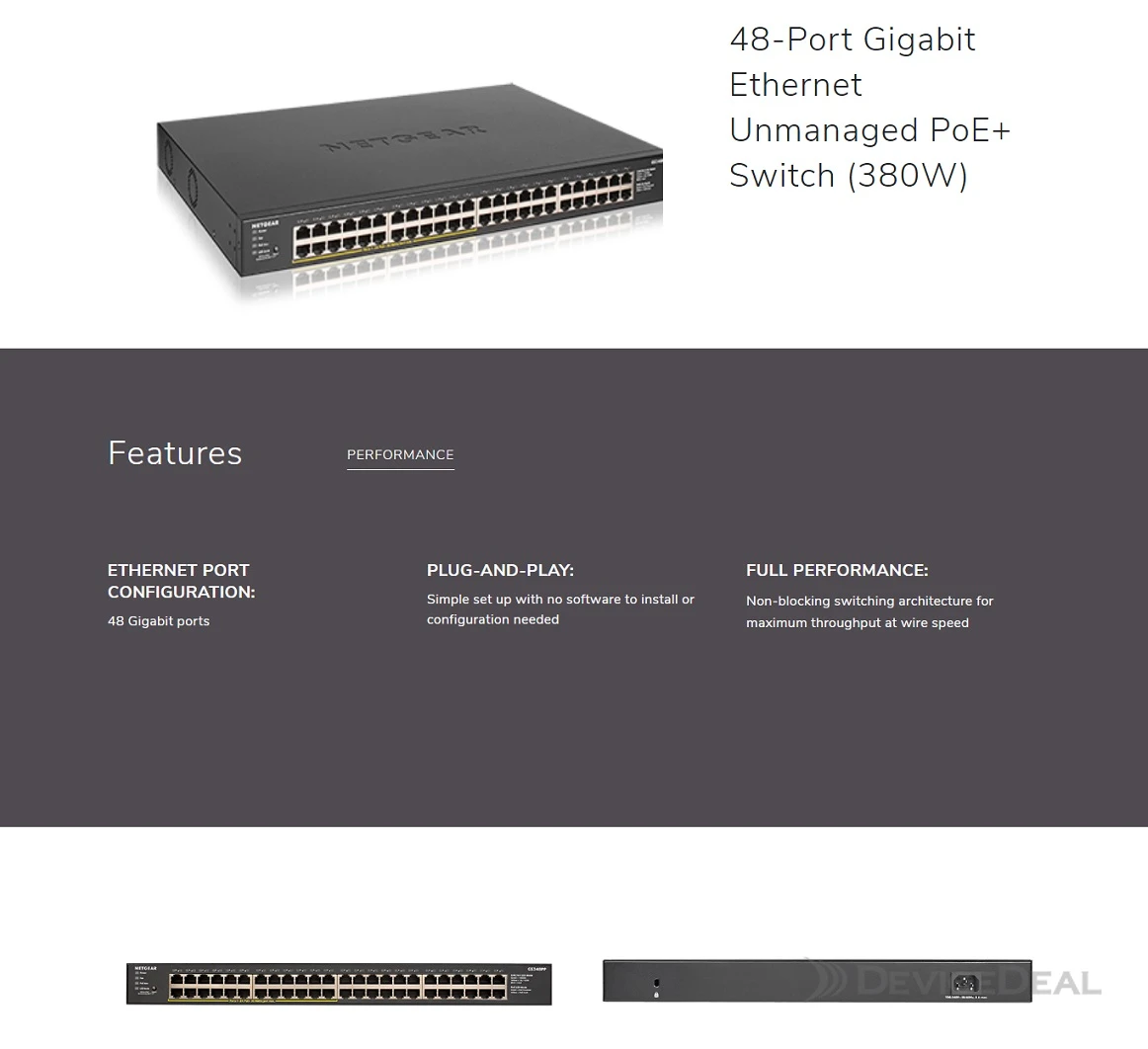 NETGEAR SOHO 48-port PoE+ Gigabit Unmanaged Switch (380W PoE Budget ...
