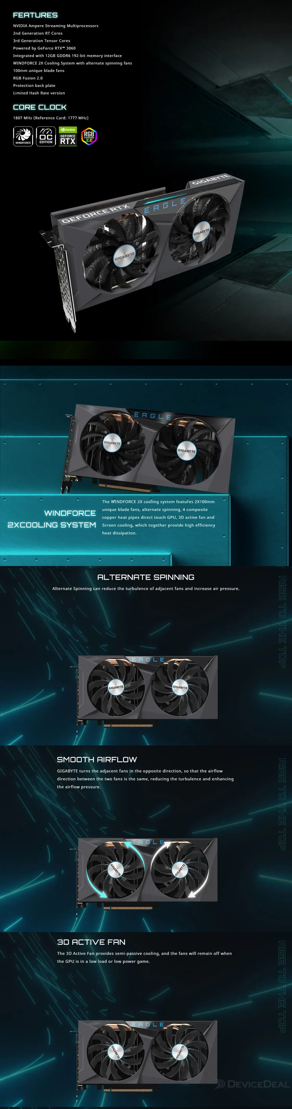 Gigabyte GeForce RTX 3060 EAGLE OC 12G R2.0, 12GB Video card - GV ...
