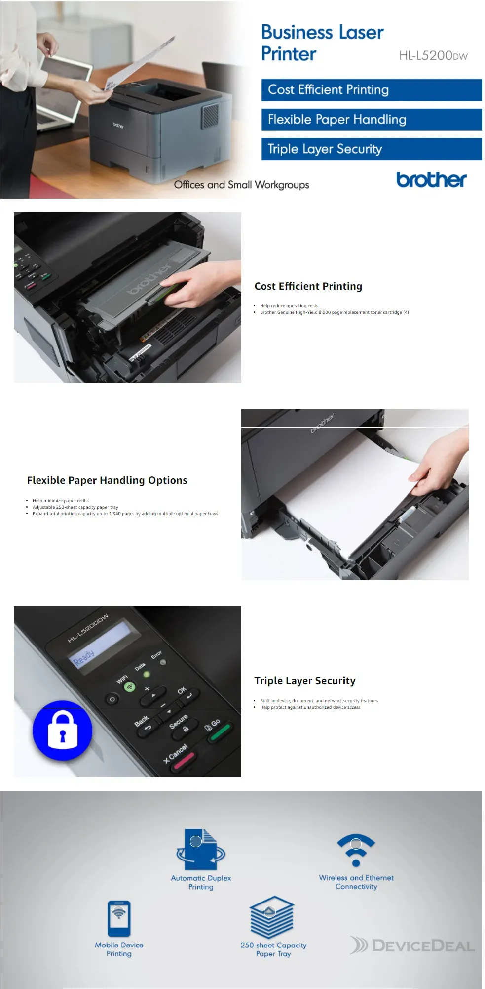 Brother HL-L5200DW Monochrome Laser Printers