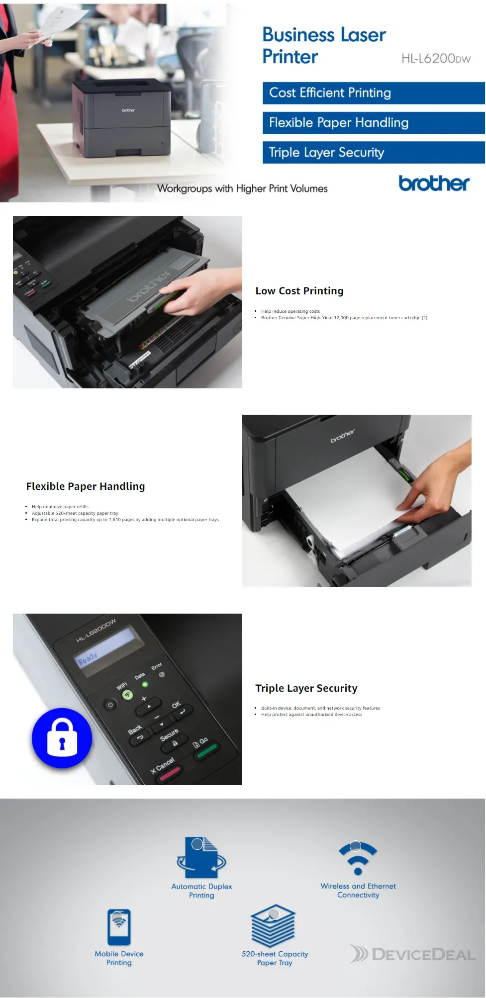 Brother HL-L6200DW Business Laser Printer