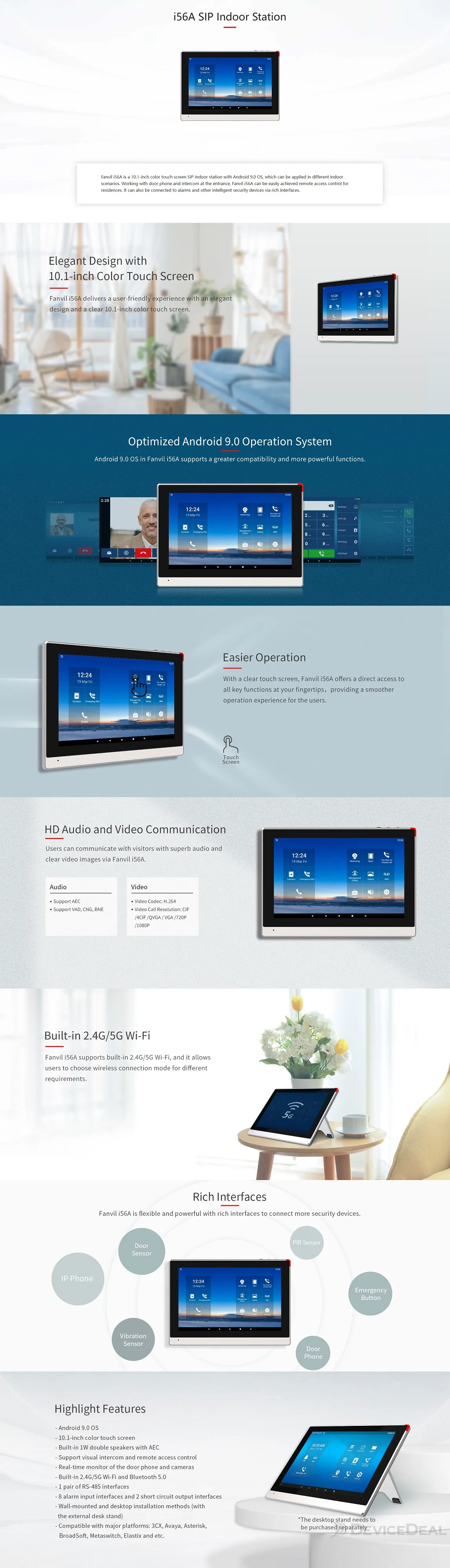 Fanvil i56A Indoor SIP Station, 6 SIP Lines |DeviceDeal