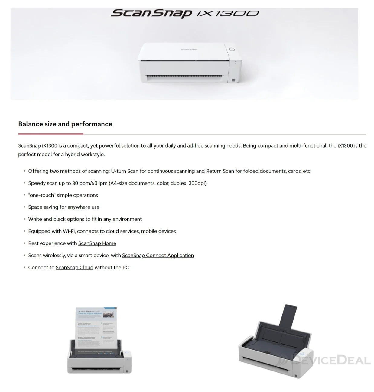 Fujitsu ScanSnap iX1300 - document scanner - desktop - USB 3.2 Gen 1x1 ...