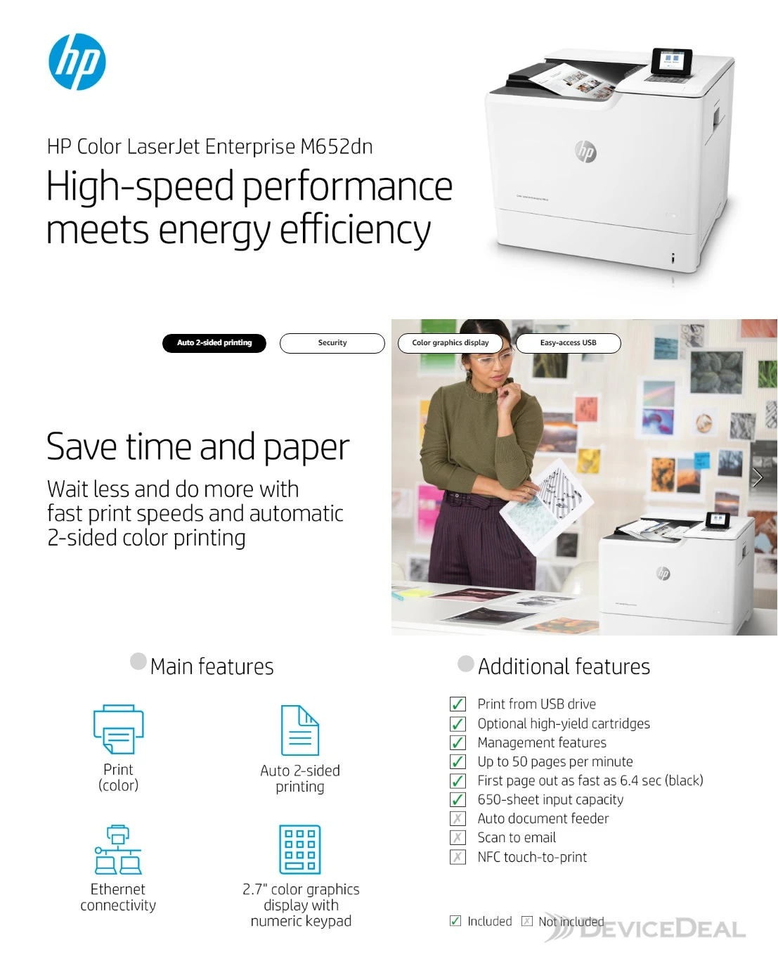 HP LaserJet Enterprise M652dn A4 Colour Laser Printer |DeviceDeal