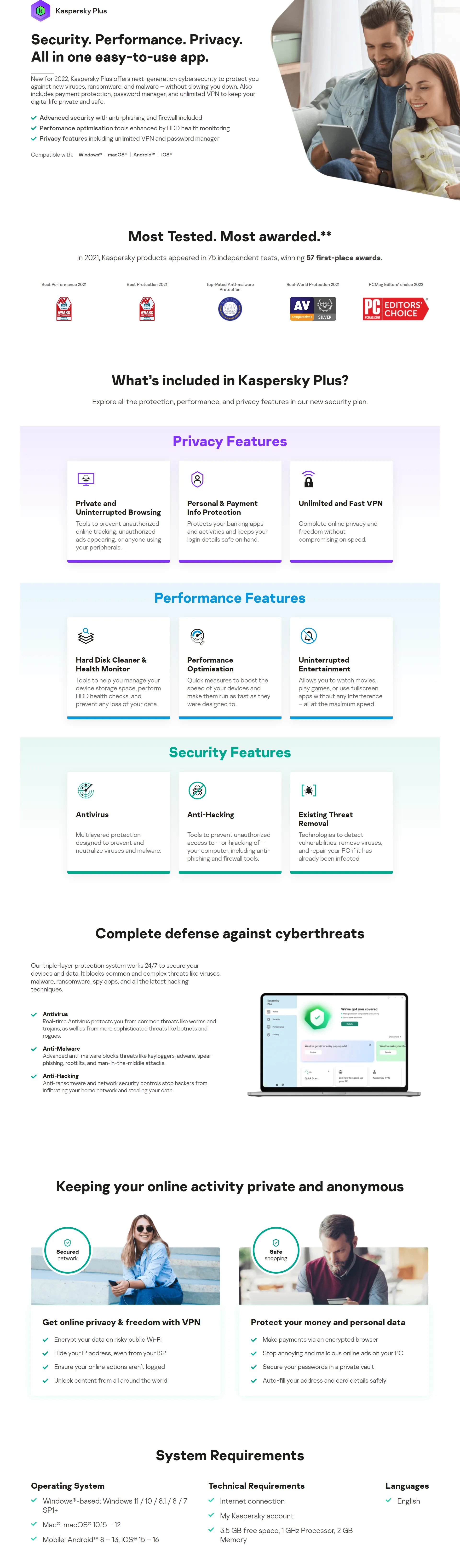 Kaspersky Plus Physical Card (3 Device, 1 Account, 1 Year) Supports PC ...