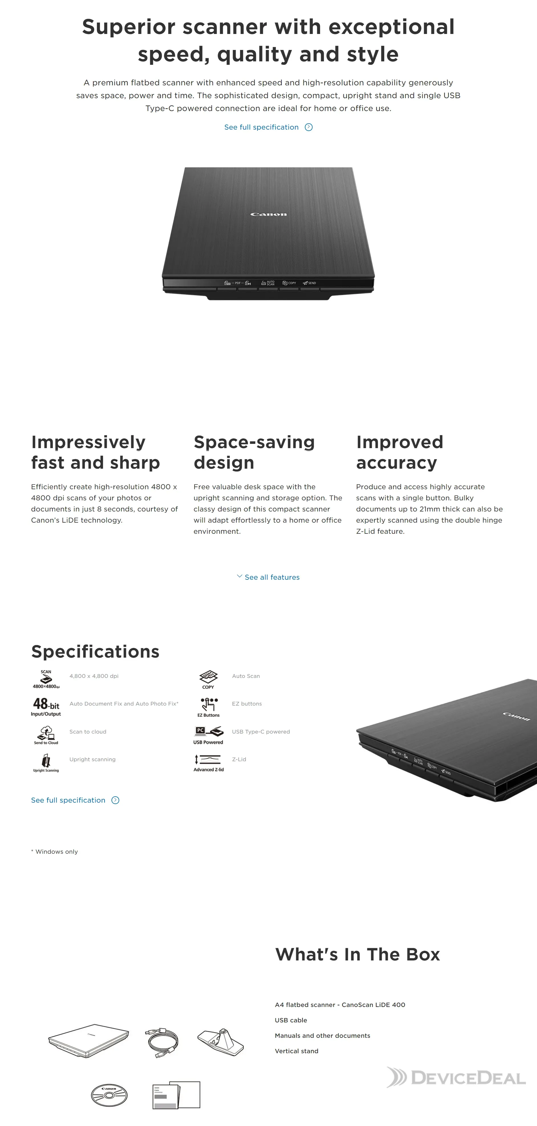 Canon CanoScan LiDE 400 Desktop Colour Flatbed Scanner |DeviceDeal