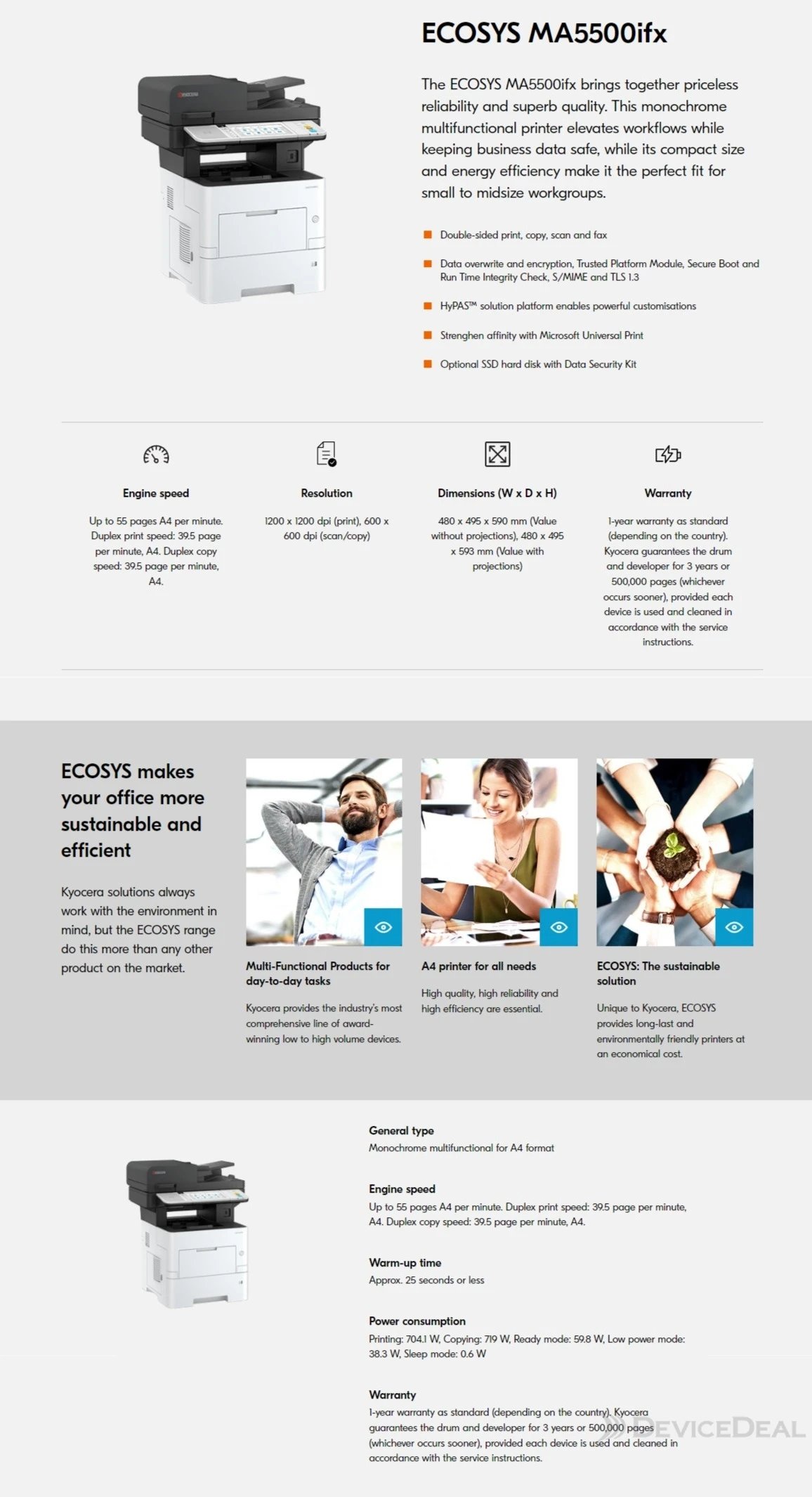 Kyocera ECOSYS MA5500ifx Mono Multifunction Laser Printer |DeviceDeal