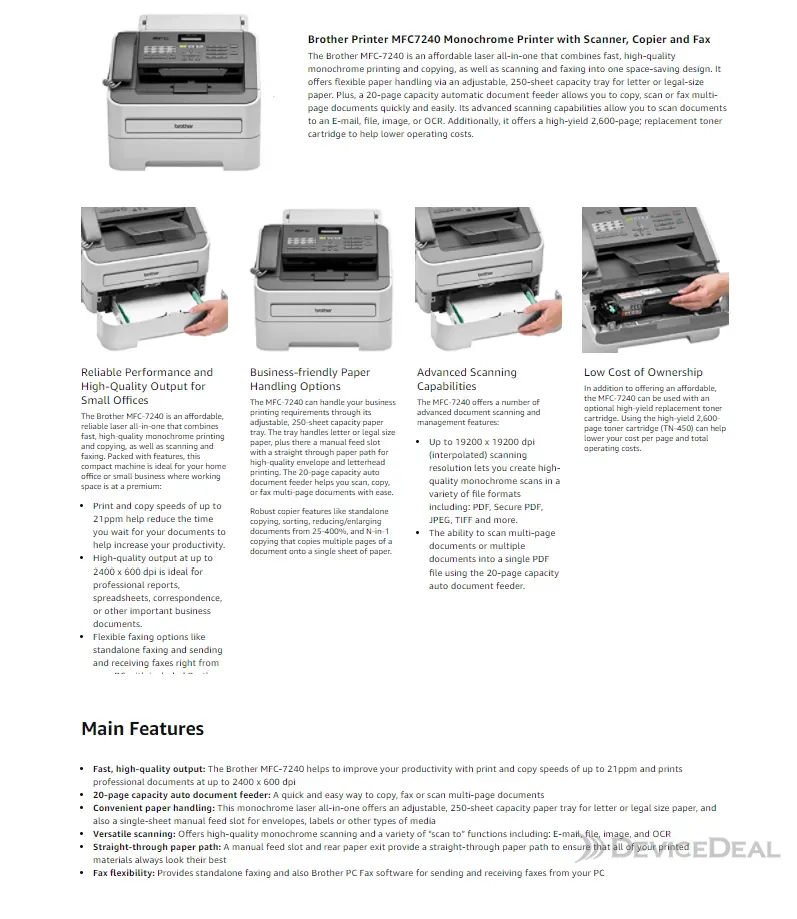 Brother MFC-7240 Mono Laser Printer MFC-7240