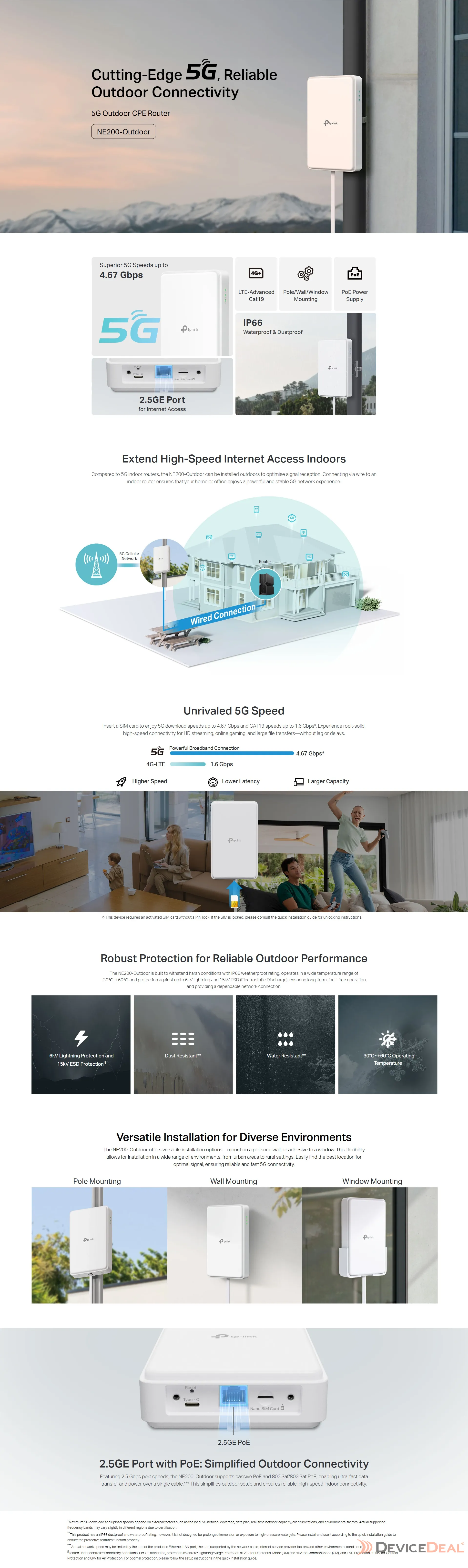 Buy TP-Link NE200-Outdoor 5G Outdoor Router – Ultra-Fast 4.67 Gbps, IP66 Weatherproof, 2.5GE PoE ...