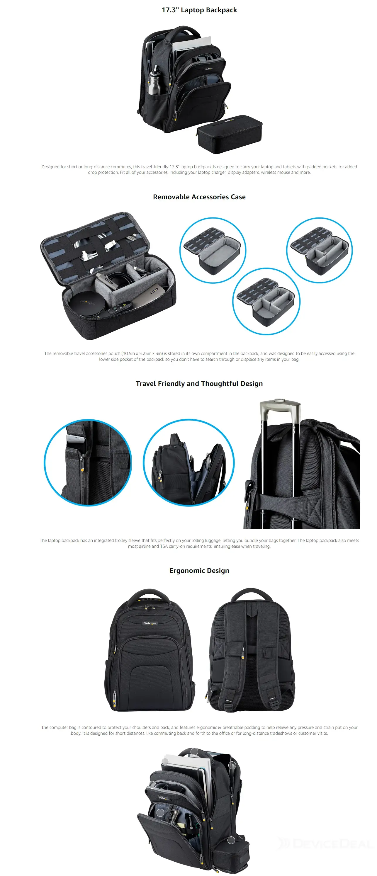 Startech NTBKBAG173 17.3in Laptop Backpack w/ Accessory Case |DeviceDeal