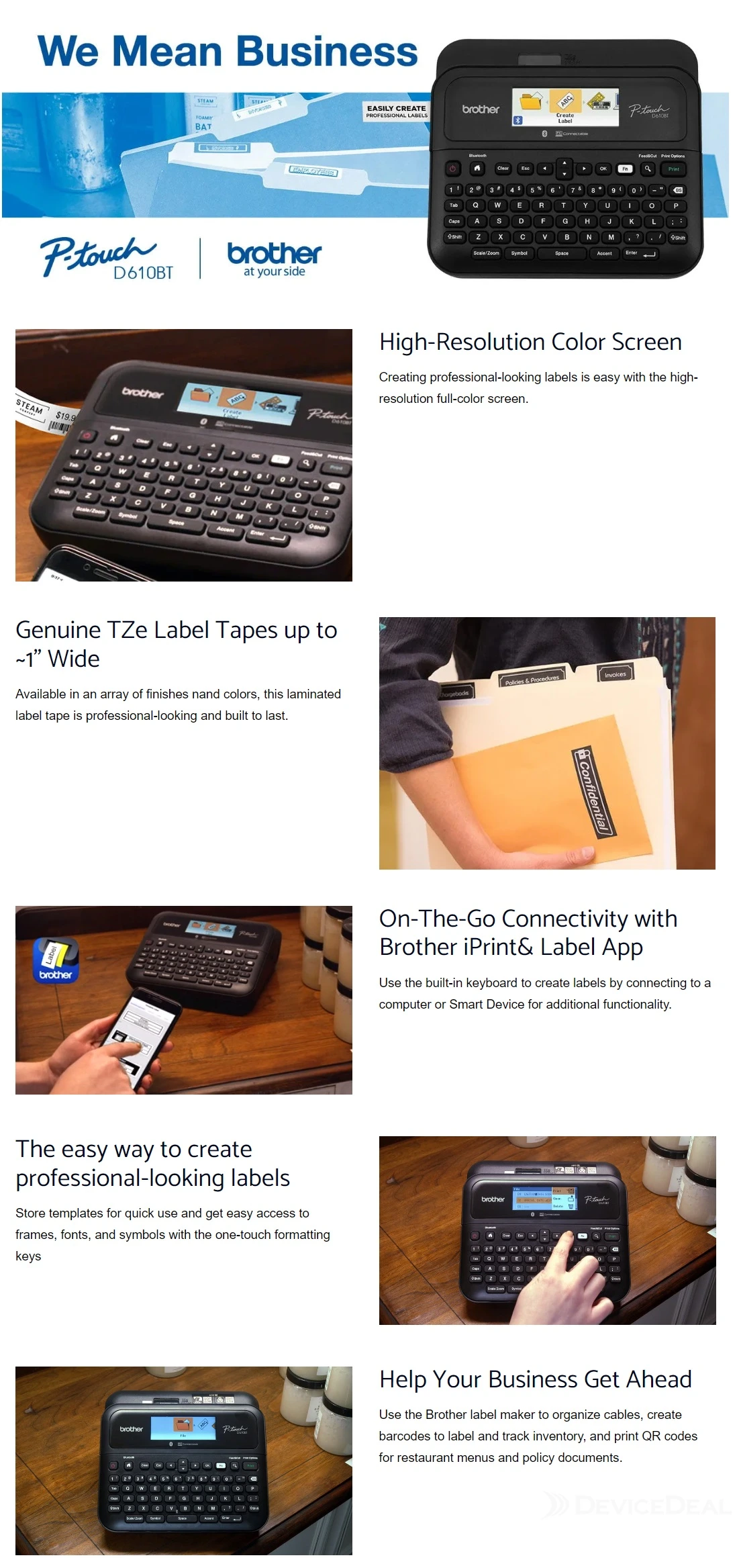 Brother P-Touch PT- D610BT Bluetooth Label Maker |DeviceDeal