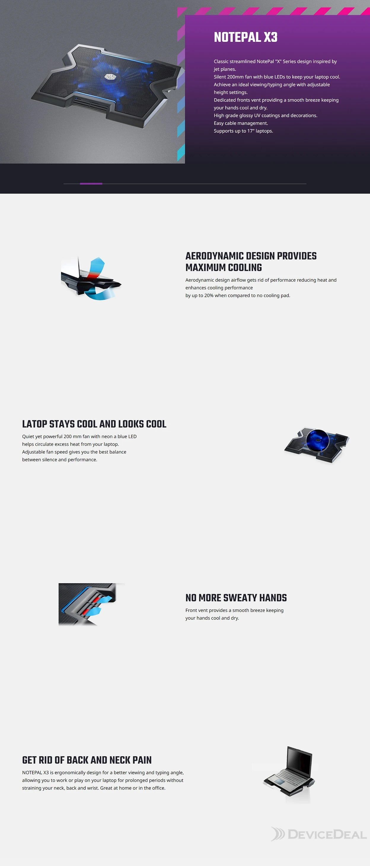 Cooler Master Notepal X3 Notebook Cooler |DeviceDeal