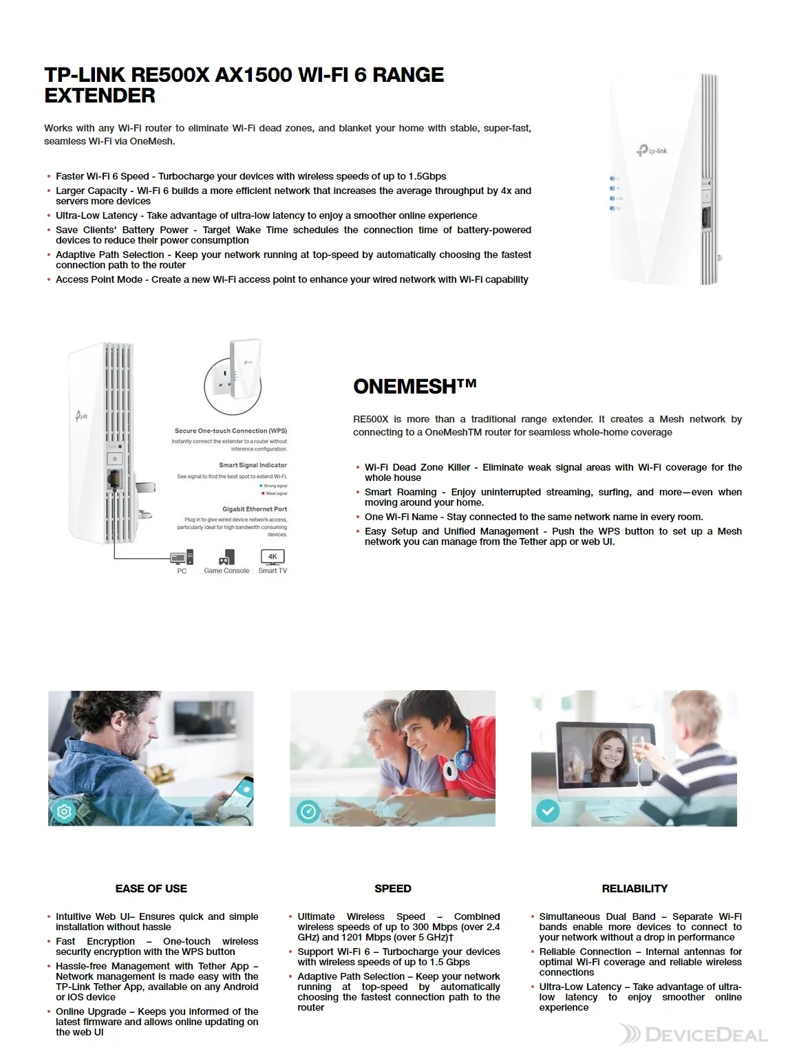 TP-Link RE500X AX1500 Wi-Fi 6 Range Extender | DeviceDeal