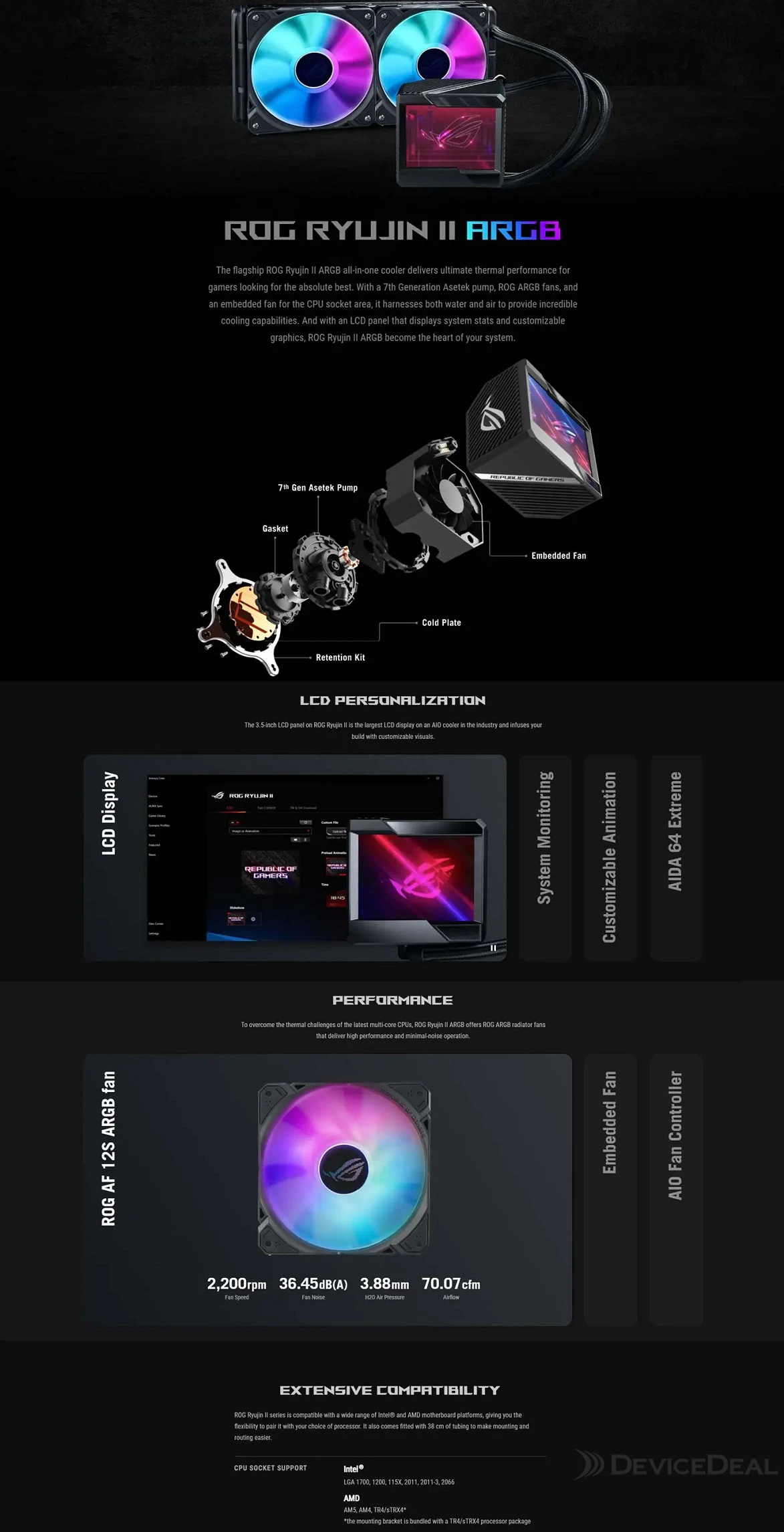 ASUS ROG RYUJIN II 240mm ARGB AIO Liquid CPU Cooler - ROG-LOKI-1000P ...