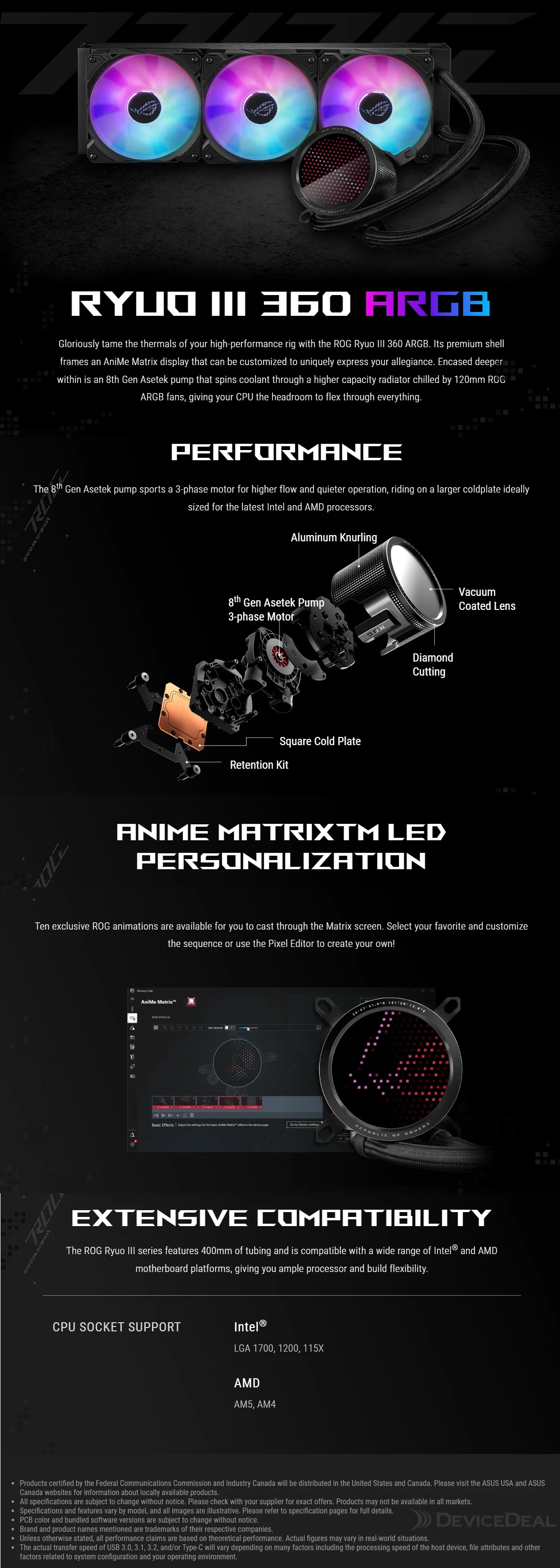 ASUS ROG RYUO III 360mm ARGB AIO Liquid CPU Cooler - ROG RYUJIN II 240 ARGB |DeviceDeal