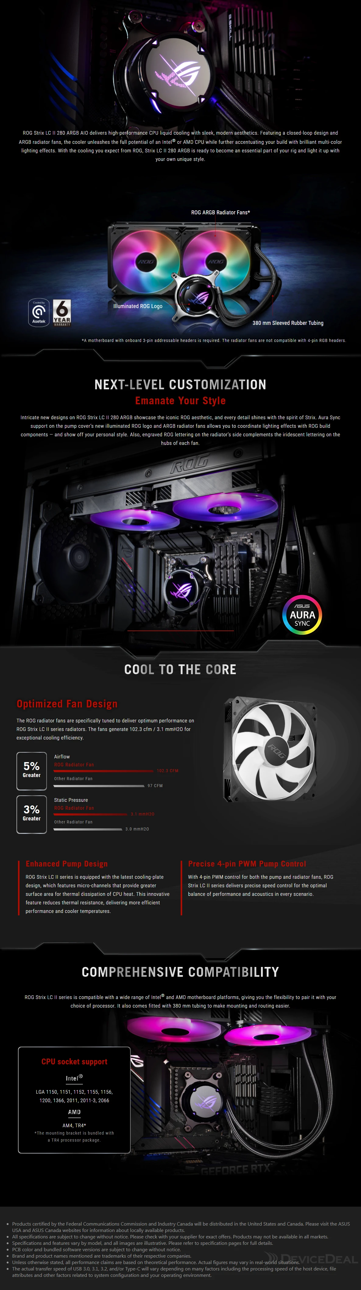 ASUS ROG Strix LC II 280 ARGB AIO Liquid CPU Cooler - Black |DeviceDeal