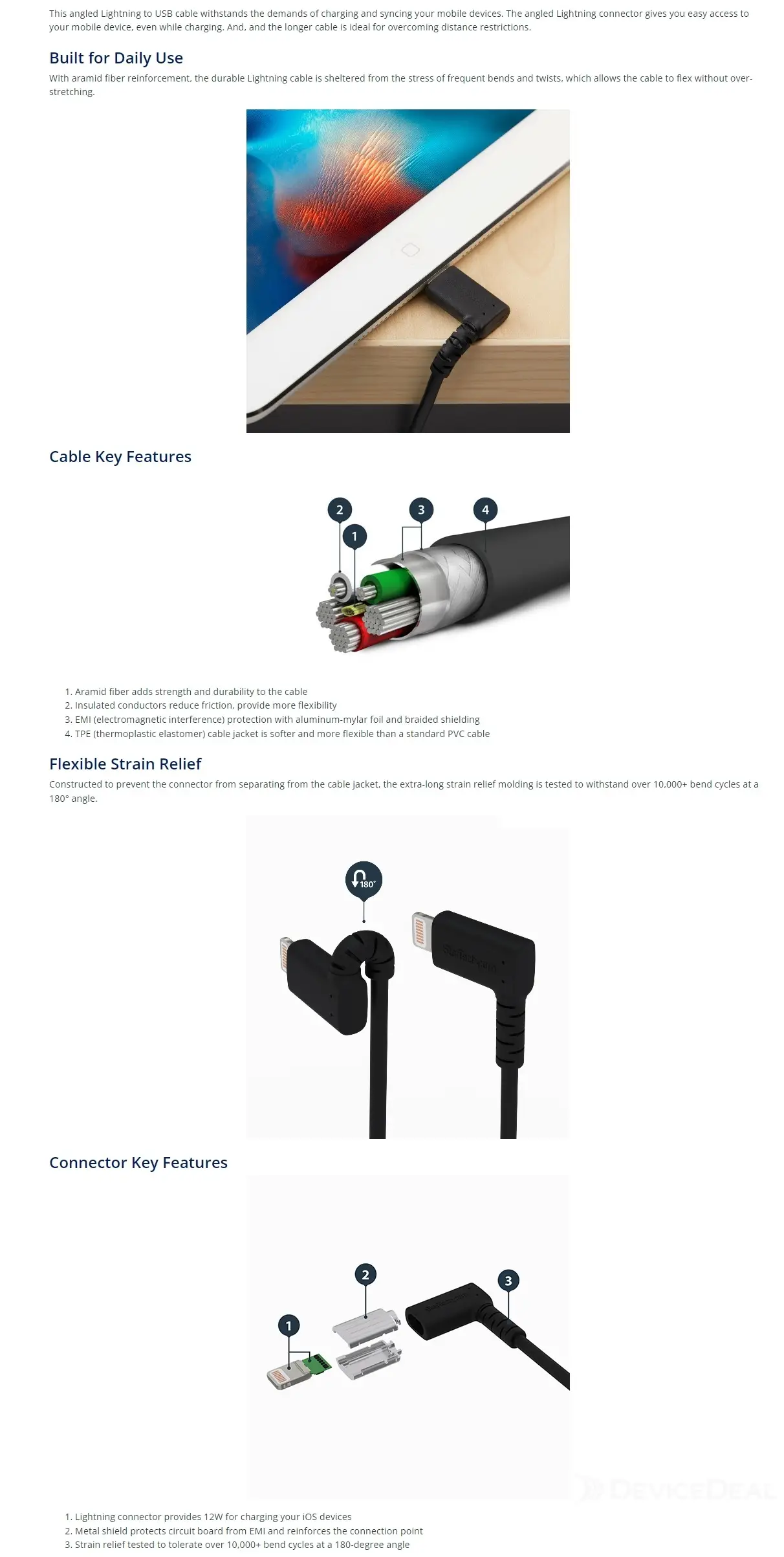 Startech RUSBLTMM2MBR Cable - Black Angled Lightning to USB 2m |DeviceDeal