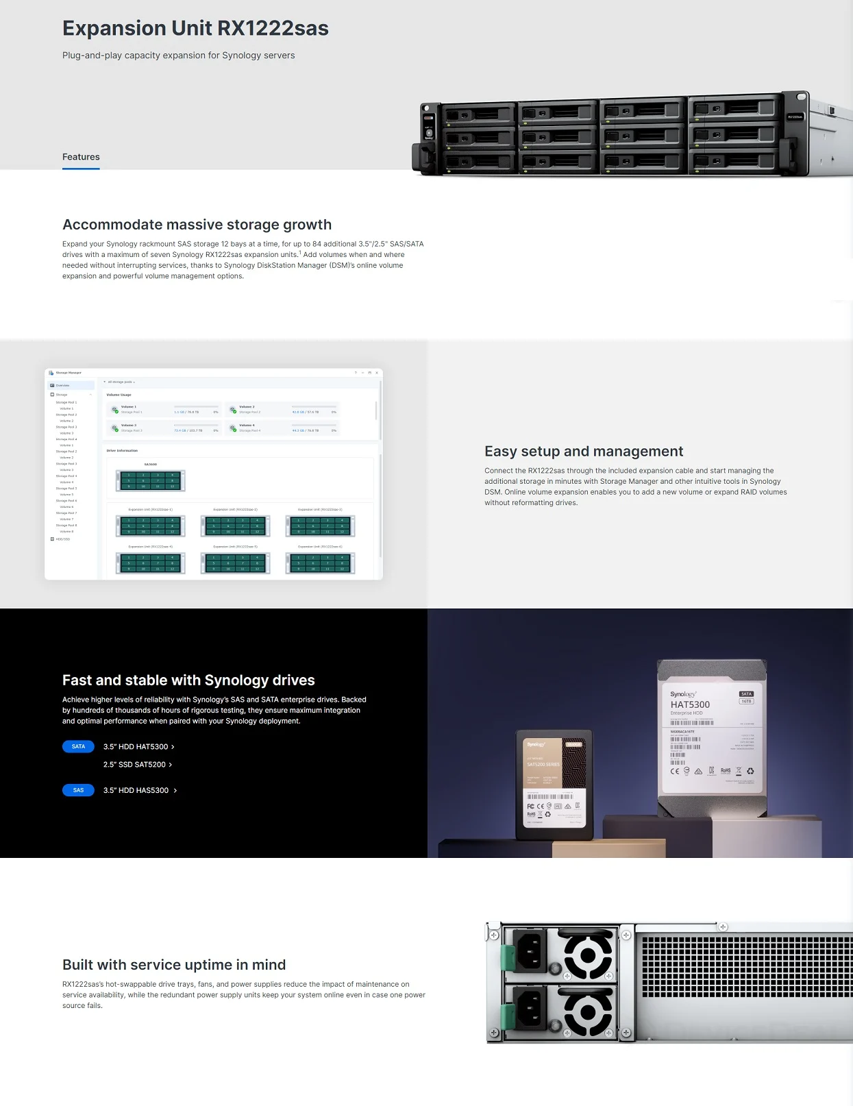 Synology RX1222sas 12-Bay Diskless NAS Expansion Unit |DeviceDeal