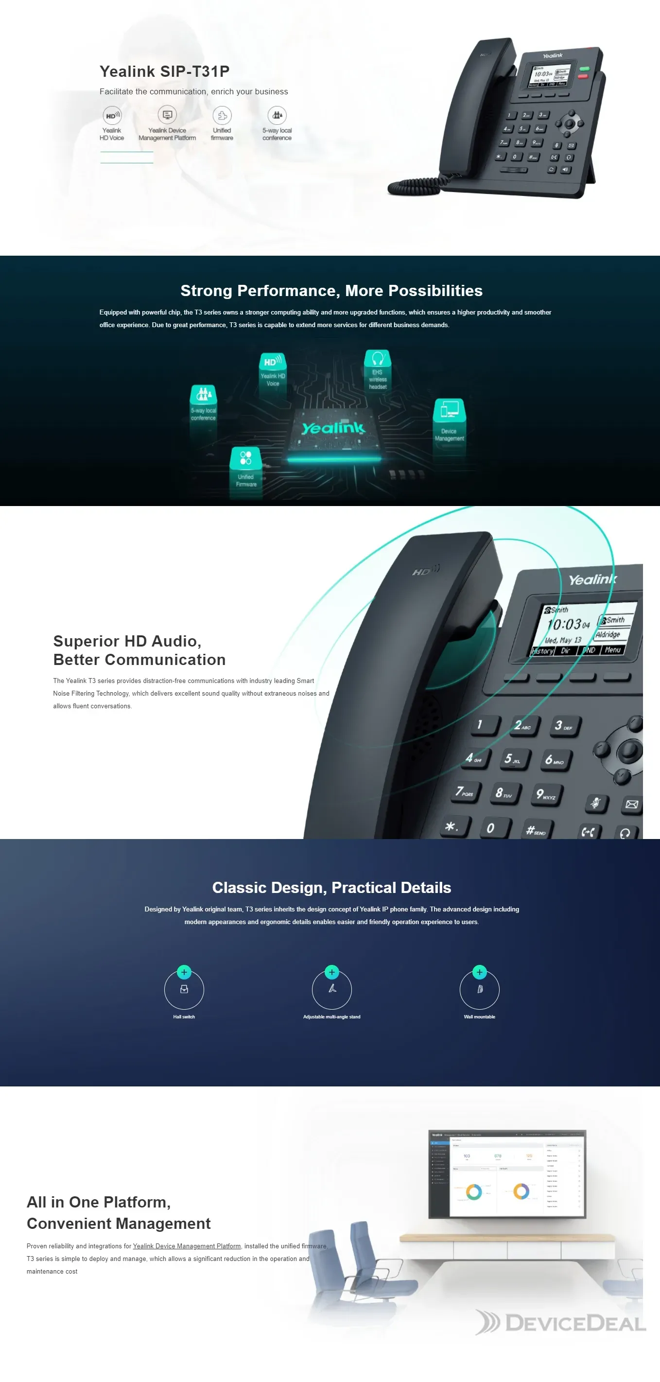 Yealink SIP-T31P Entry-level Gigabit IP phone with an extra-large LCD screen | DeviceDeal