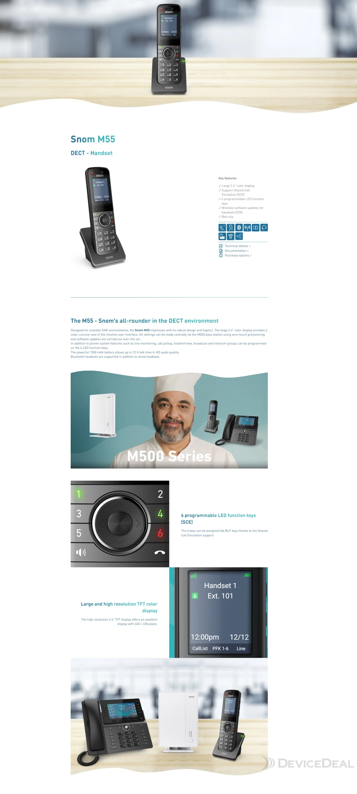 SNOM M55 DECT Handset, Bluetooth, HD Audio Quality, Long Standby time ...