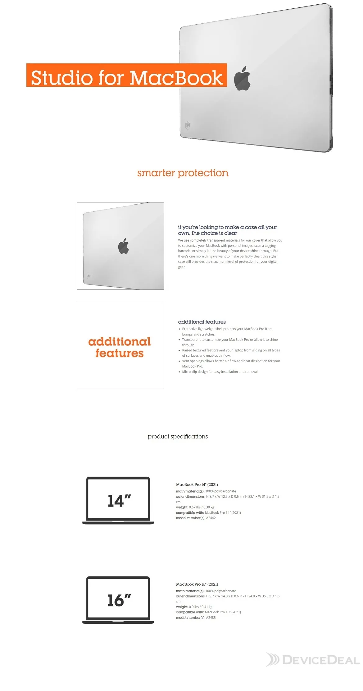 STM STUDIO MACBOOK PRO 16" 2021 AP - CLEAR - STM-122-373Q-01 |DeviceDeal