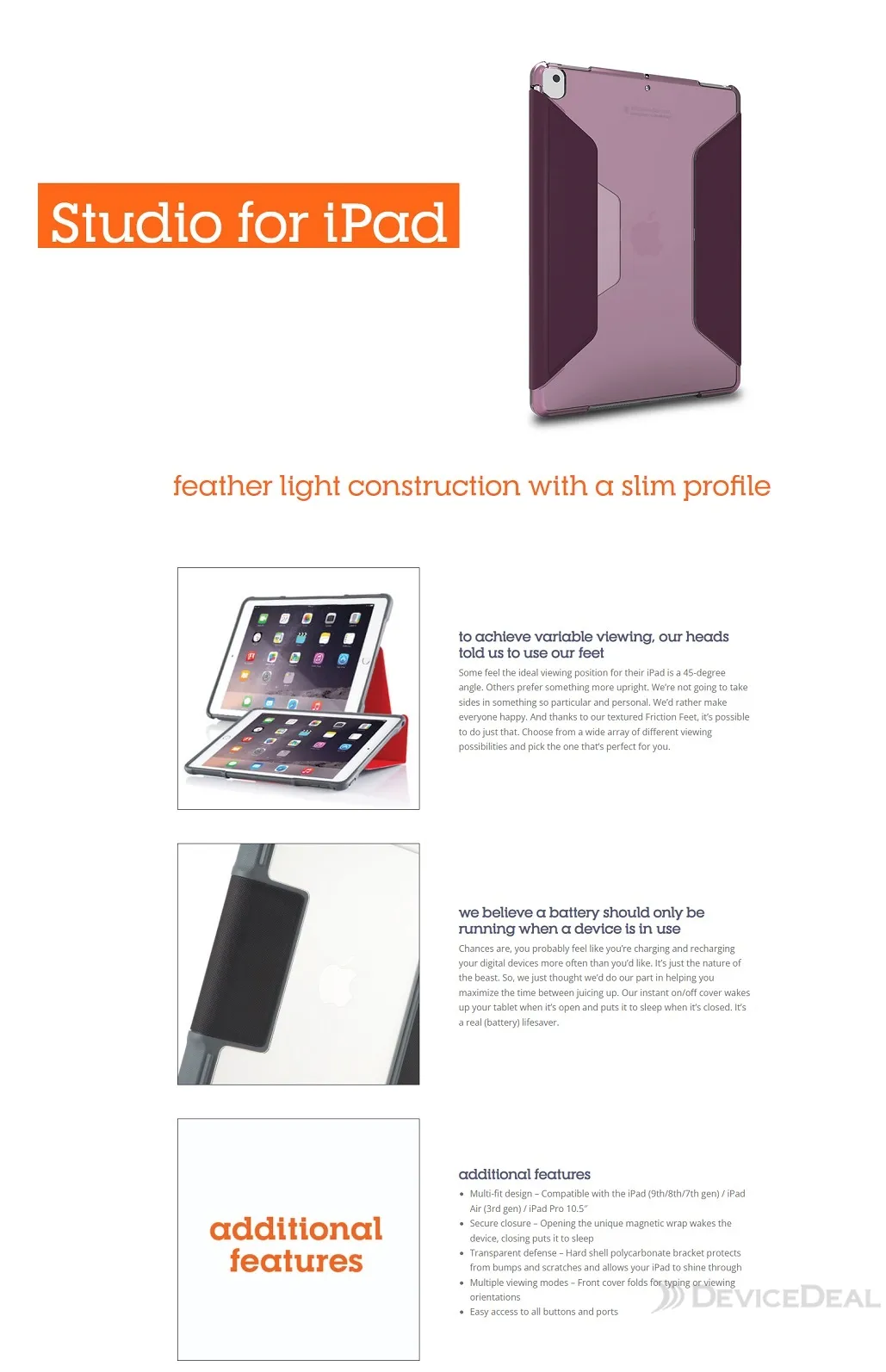 STM STUDIO (IPAD 9TH/8TH/7TH GEN/AIR 3/PRO 10.5) - DARK PURPLE - STM ...