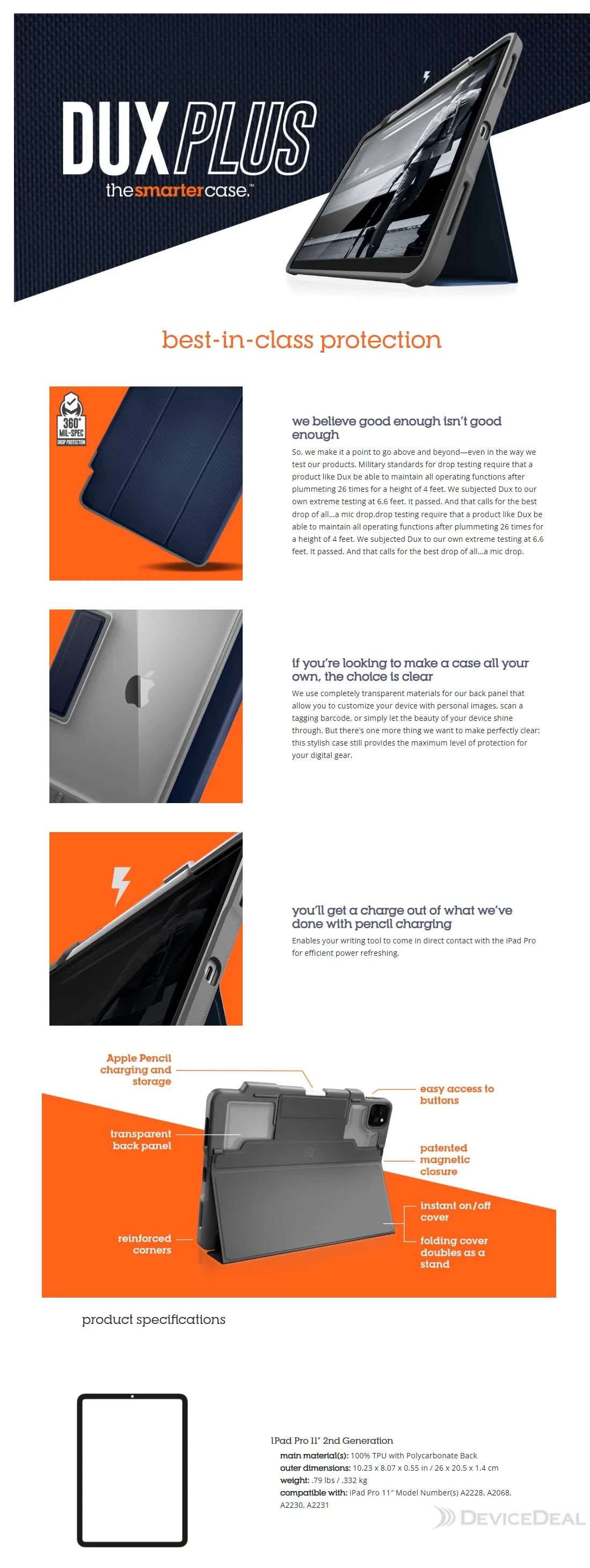 STM DUX PLUS (IPAD PRO 11" 4TH/ 3RD/ 2ND / 1ST GEN) AP - MIDNIGHT BLUE - STM-222-334KZ-03 |DeviceDe