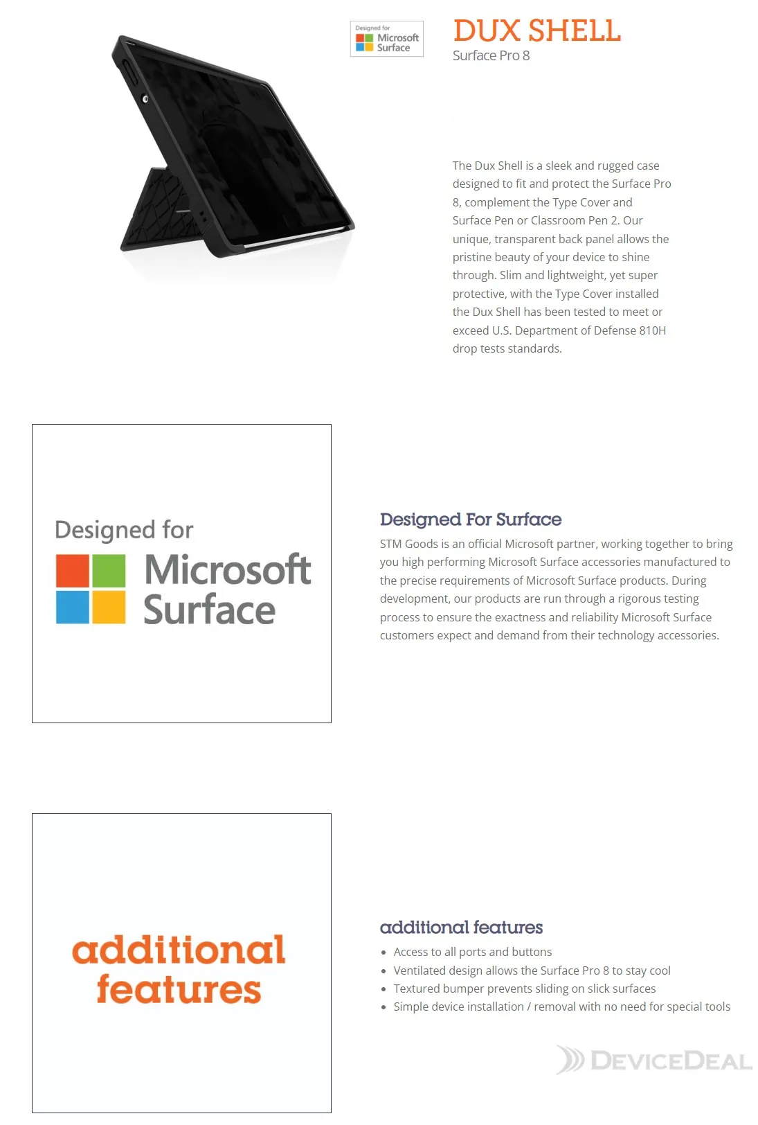 STM DUX SHELL (SURFACE PRO 8) AP - BLACK - STM-222-338M-01 |DeviceDeal