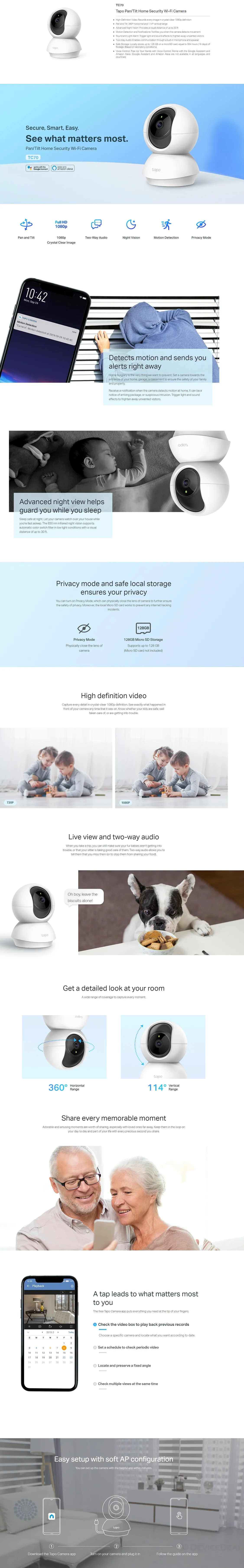 TP-Link TC70 Pan/Tilt Home Security Wi-Fi Camera |Devicedeal