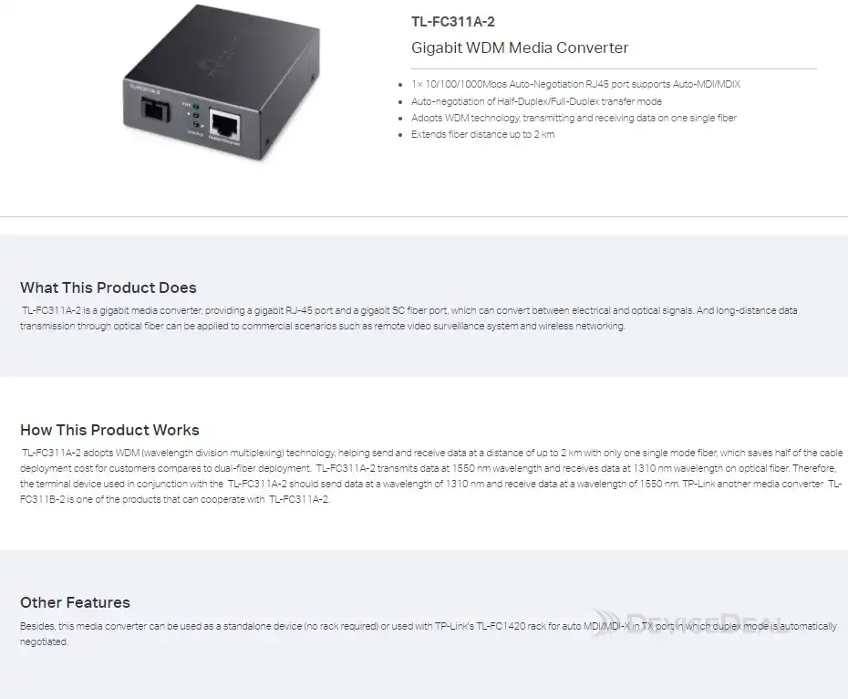TP-Link TL-FC311A-2 Gigabit WDM Media Converter | DeviceDeal