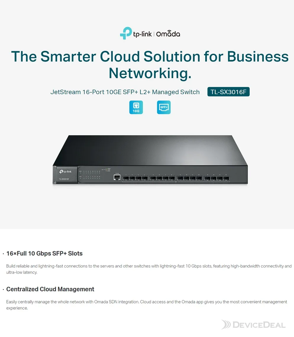 TP-Link TL-SX3016F JetStream 16-Port 10GE SFP+ L2+ Managed Switch ...