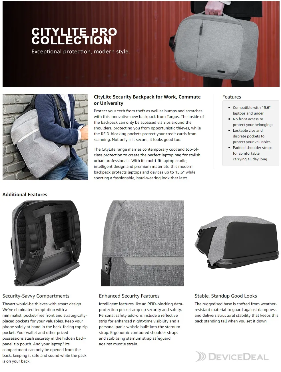 Targus 12-15.6Citylitepro Secure Bp Tsb938Gl |DeviceDeal