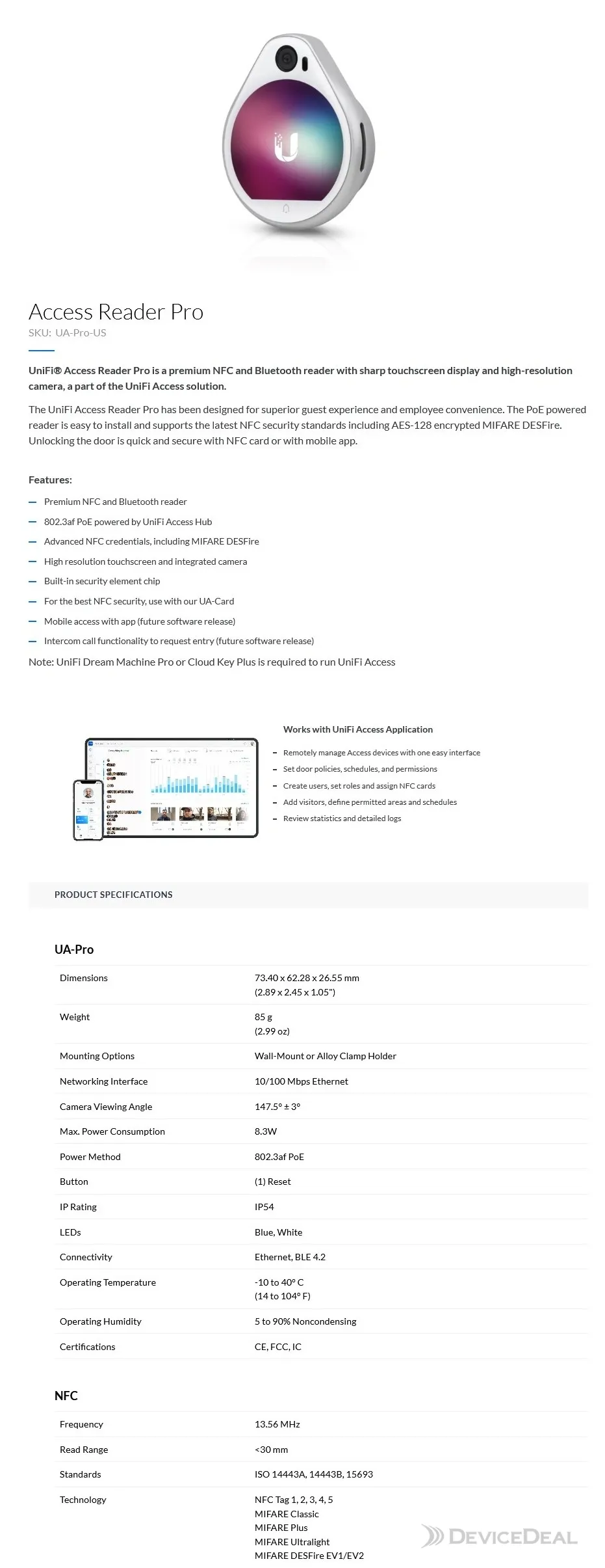 Ubiquiti UniFi Access Reader Pro - Premium NFC and Bluetooth reader ...