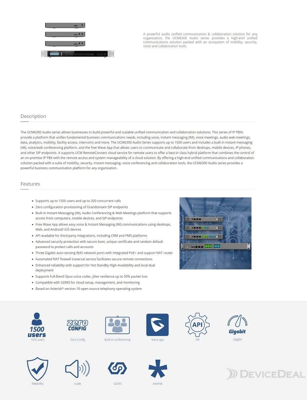 Grandstream UCM6300A Audio Series UCM6300A IP PBX Supporting 2x FXO, 2x ...