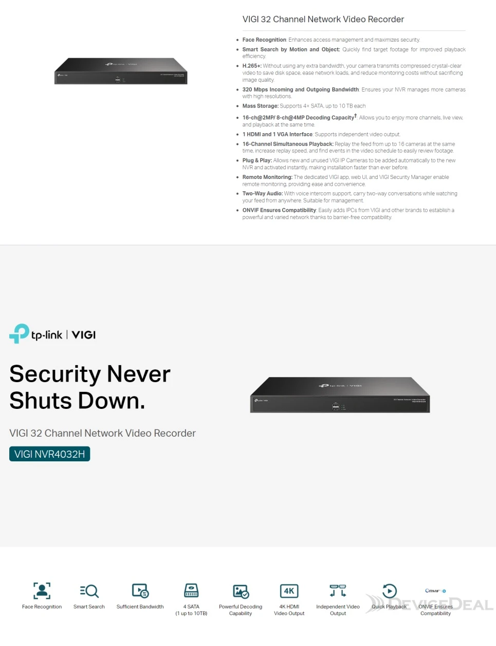 TP-Link VIGI NVR4032H VIGI 32 Channel Network Video Recorder |DeviceDeal
