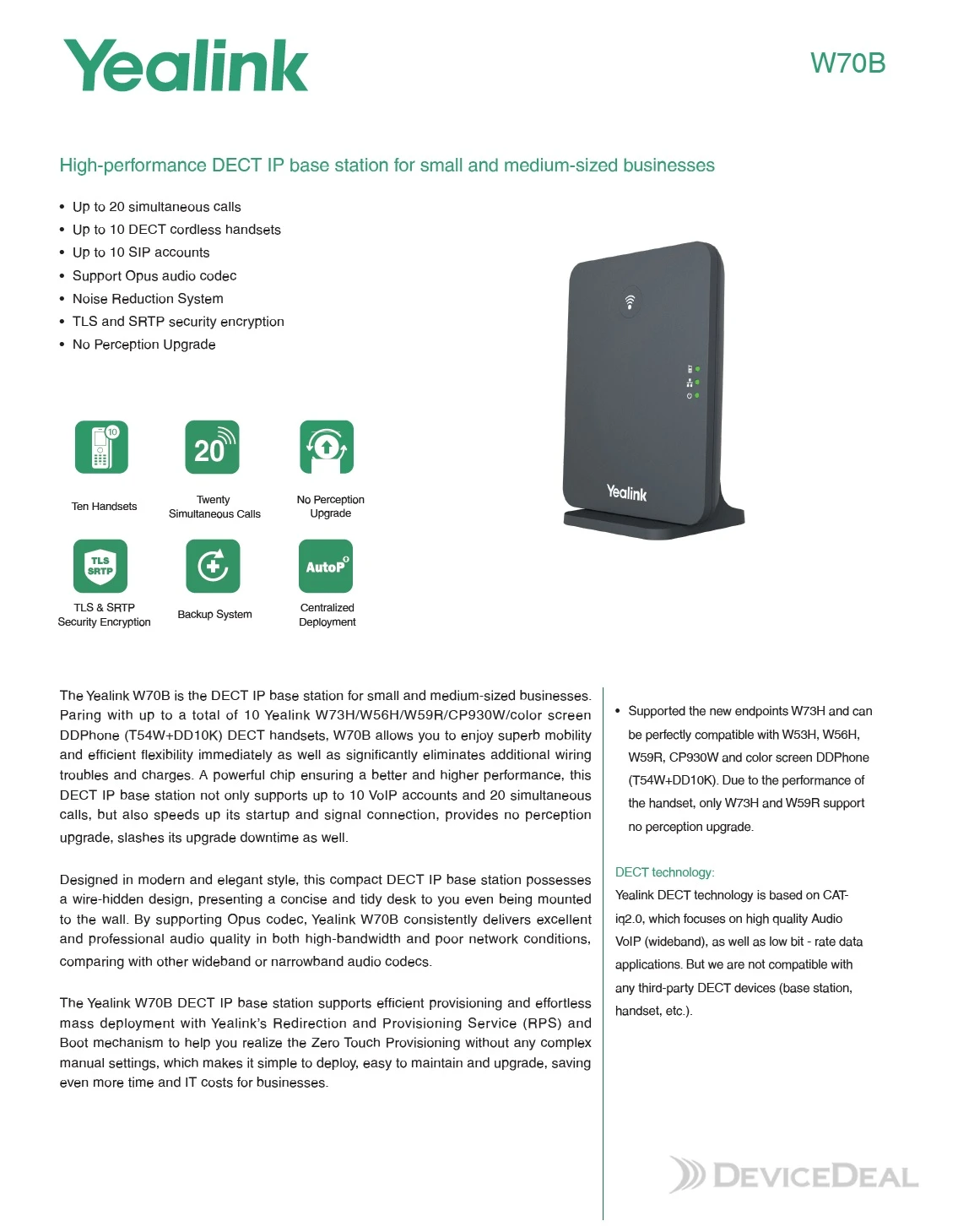 yealink W70B High-Performance IP DECT Base Station |DeviceDeal