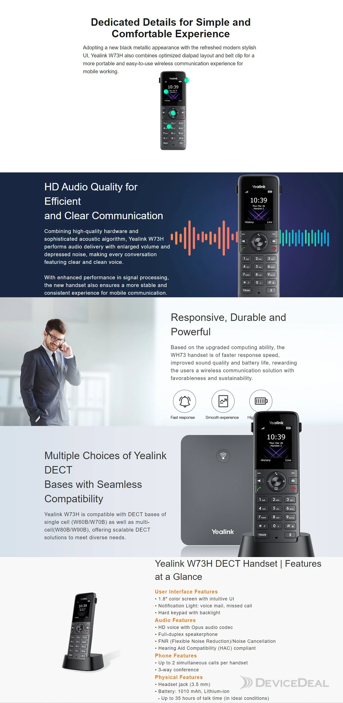 Yealink W73H High-Performance IP DECT Handset |DeviceDeal