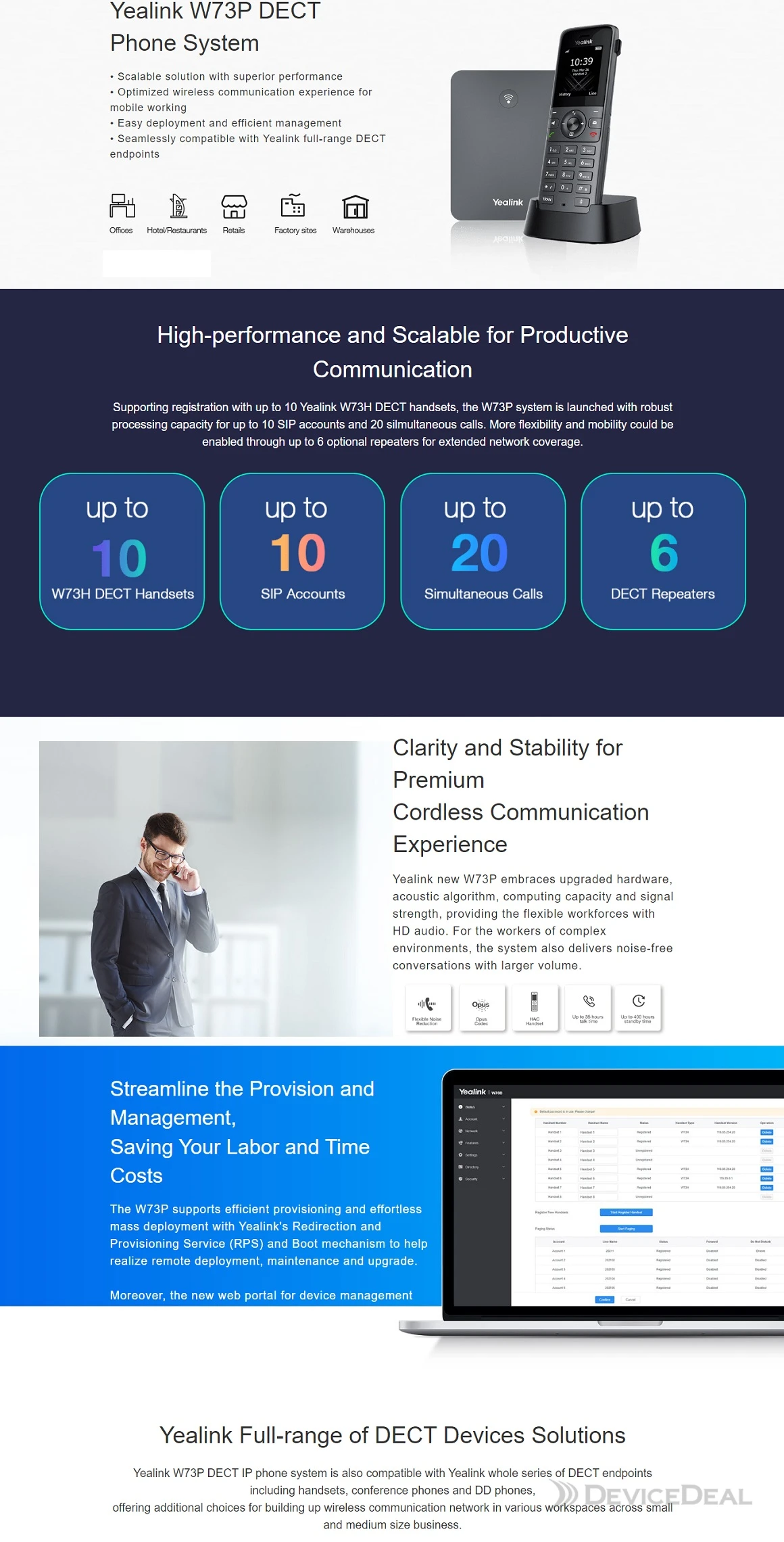 Yealink W73P High-Performance IP DECT base station |DeviceDeal
