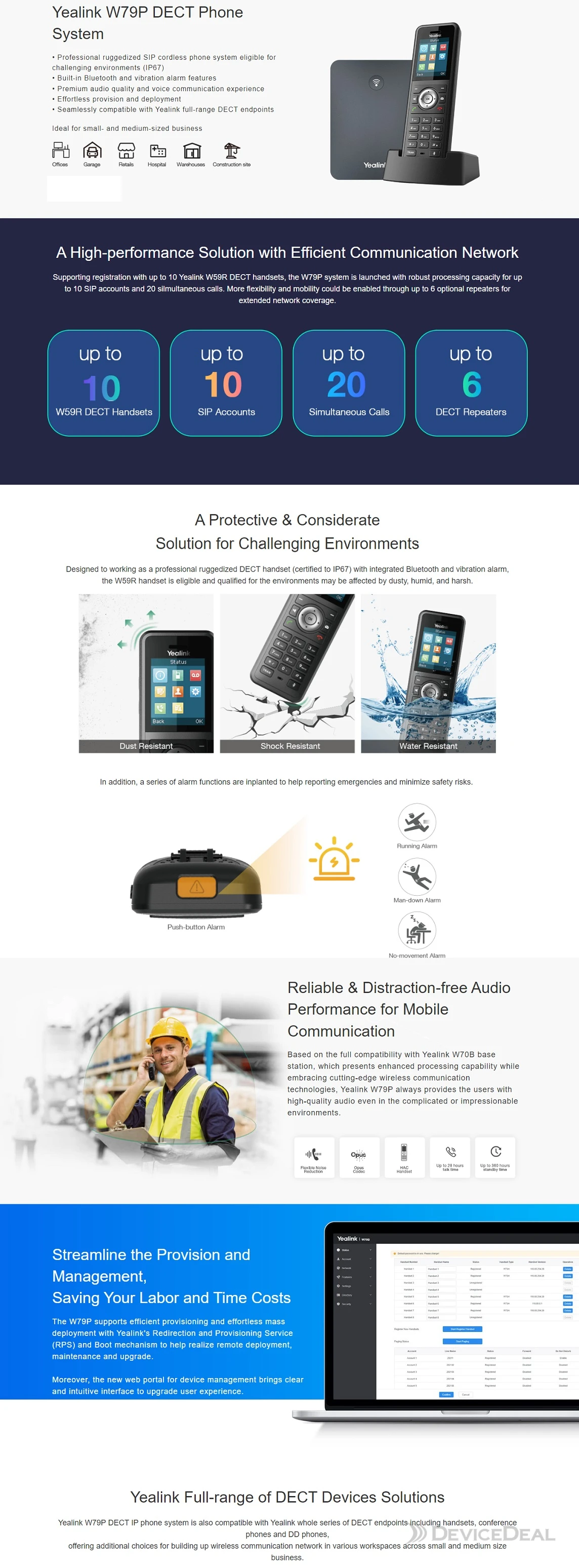 Yealink W79P Ruggedized Wireless IP Phone System |DeviceDeal