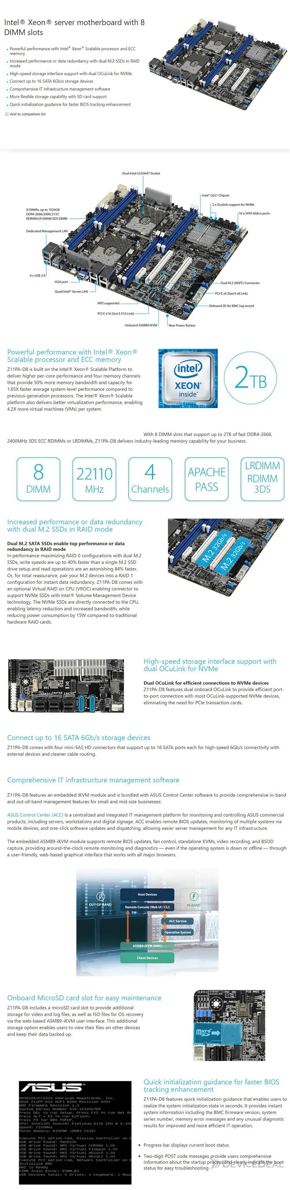 ASUS Z11PA-D8 Dual Socket LGA-3647 ATX Server Motherboard Z11PA-D8