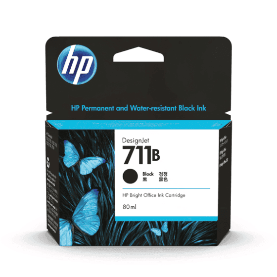 HP 711B 80ml Black Ink Cartridge for T100, T120, T125 T130, T520, T525 ...