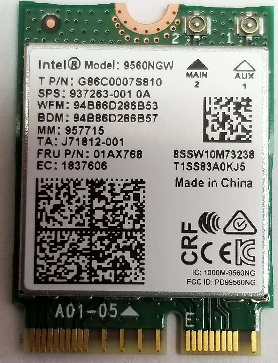 INTEL Wireless-AC 9560, 2230, 2x2 AC+BT, Gigabit, No vPro Card | DeviceDeal