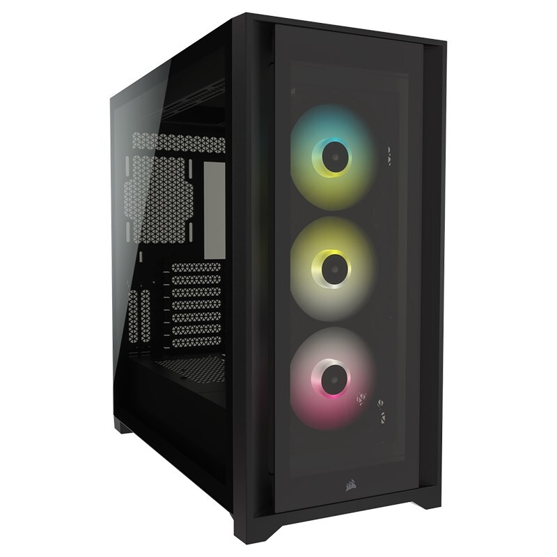 Corsair iCUE 5000X RGB Tempered Glass Mid-Tower ATX Smart Case - Black ...