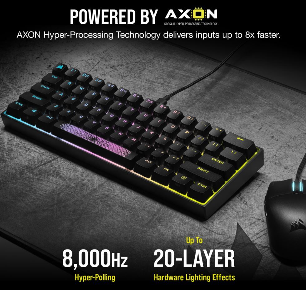 Corsair K65 RGB MINI 60% Mechanical Gaming Keyboard, Backlit RGB LED ...