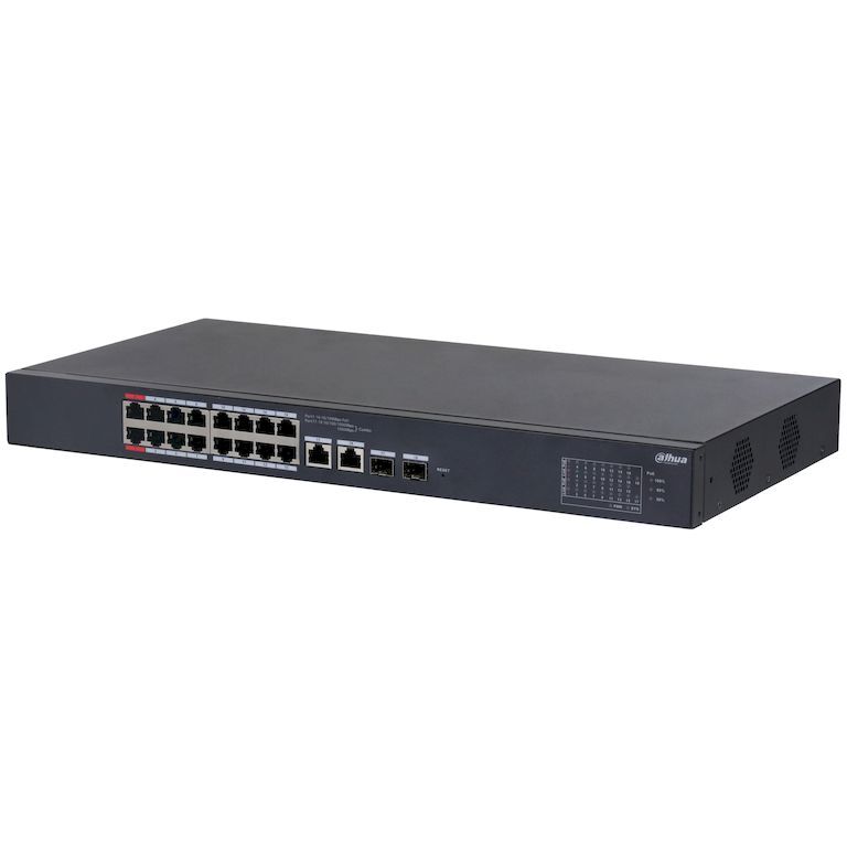 Dahua Switch 16 Port PoE 2 uplinks 2x SFP 190 Watt Cloud Managed - DH ...