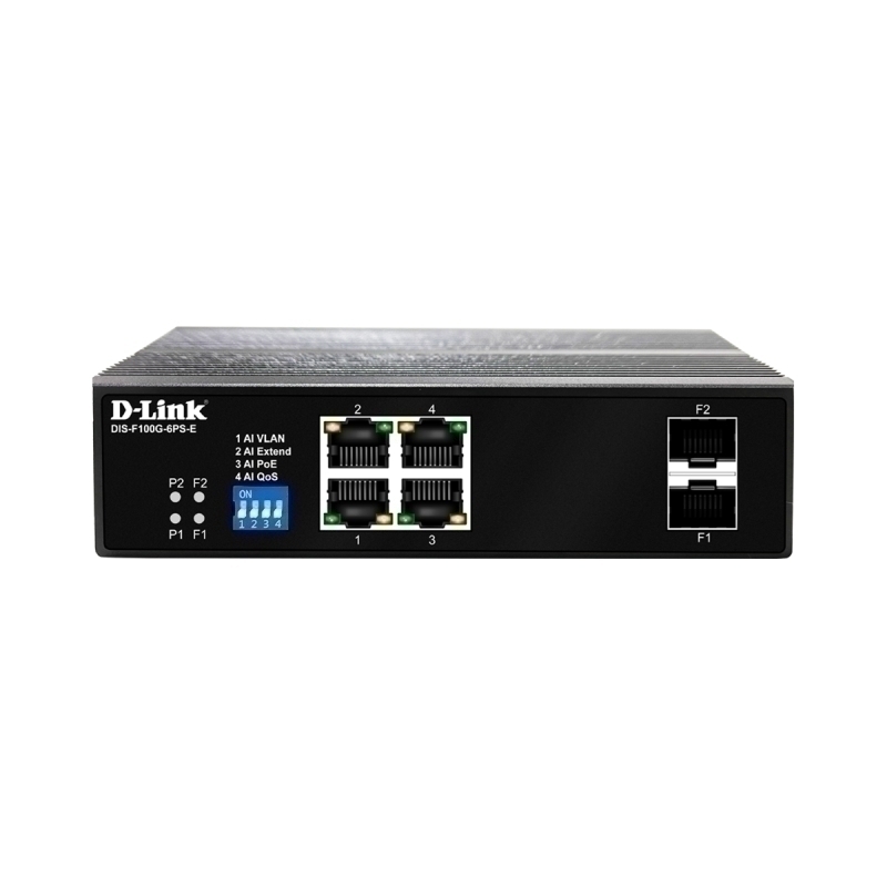 D-Link 6-Port Gigabit Industrial PoE+ Switch with 4 PoE ports & 2 SFP ...