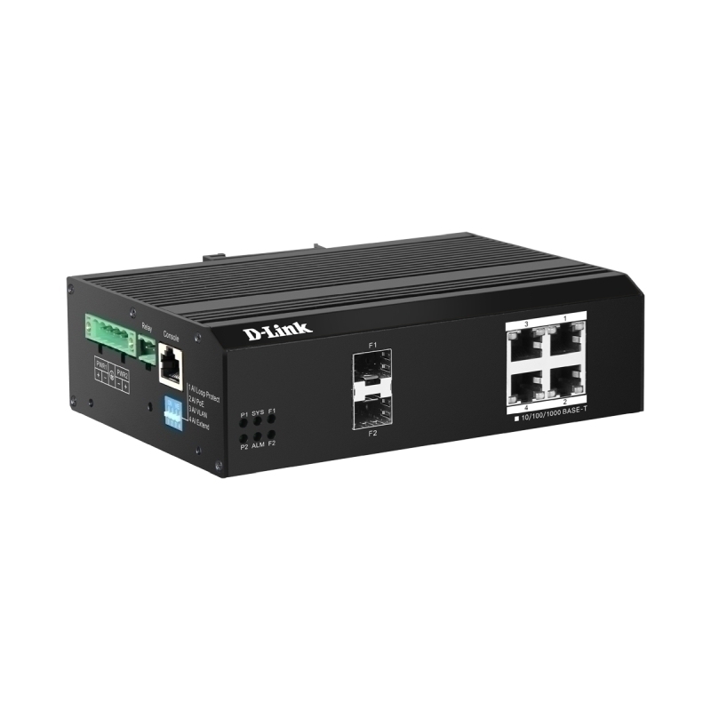D-Link 6-Port Gigabit Industrial Smart Managed PoE+ Switch with 4 PoE ...