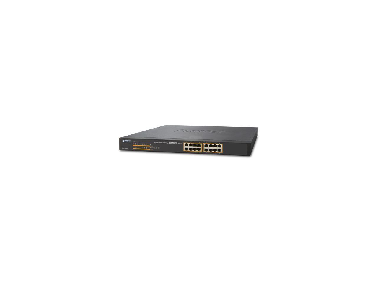 Planet 16-Port 10/100/1000Mbps 802.3at PoE+ Ethernet Switch | DeviceDeal