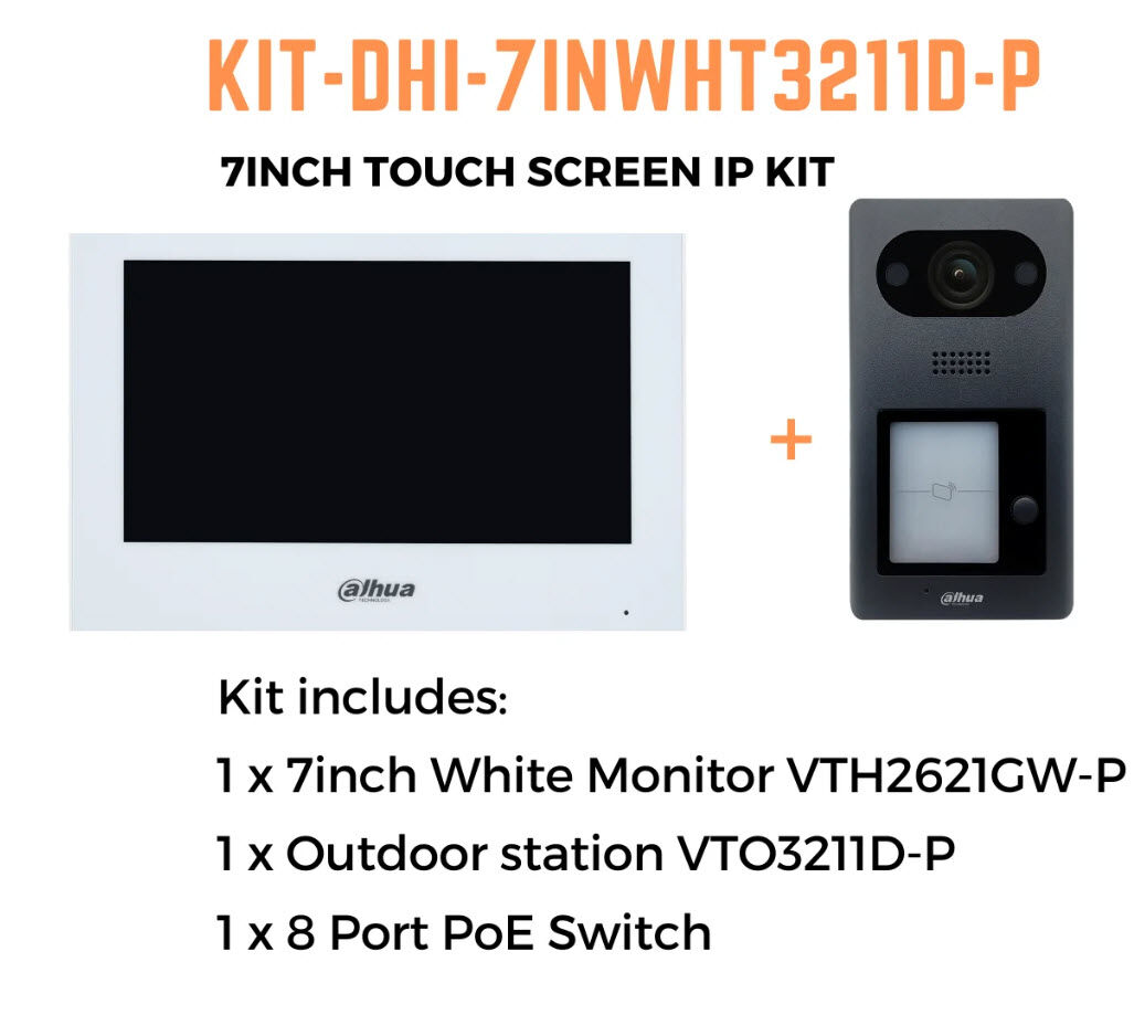Dahua KIT-DHI-7INWHT3211D-P 7inch Touch Screen IP Intercom Kit |DeviceDeal