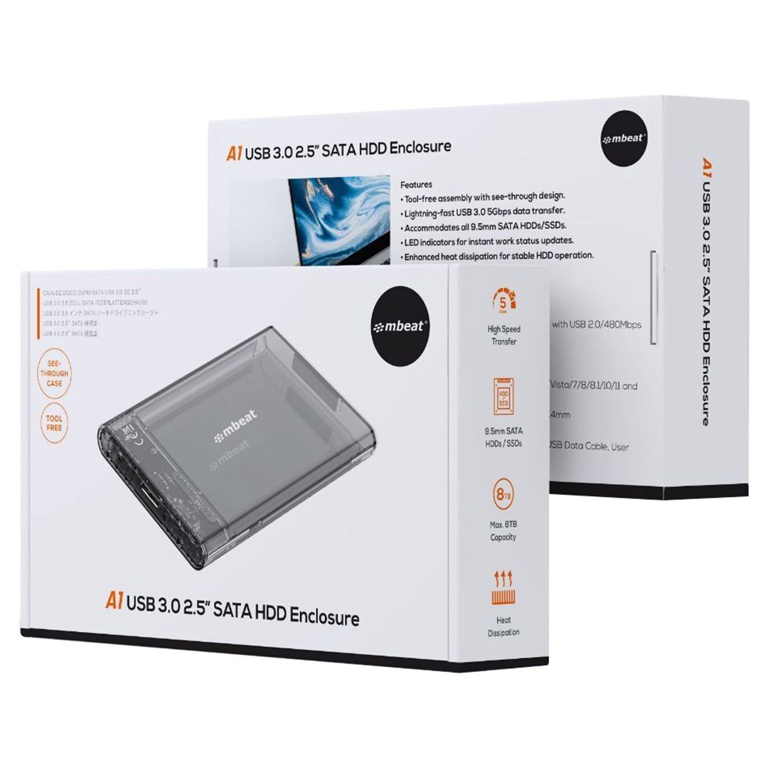 mbeat MB-HDD-25A1BS A1 USB 3.0 2.5" SATA HDD Enclosure |DeviceDeal