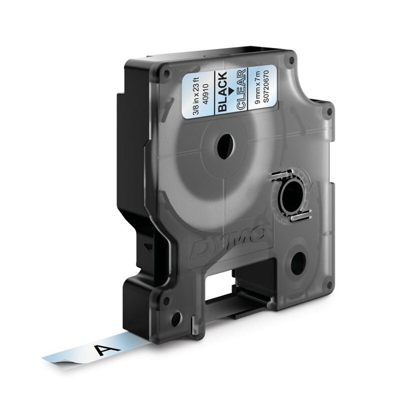 Dymo D1 Standard Label Cassette Tape 9mm x 7m - Black on Clear | DeviceDeal